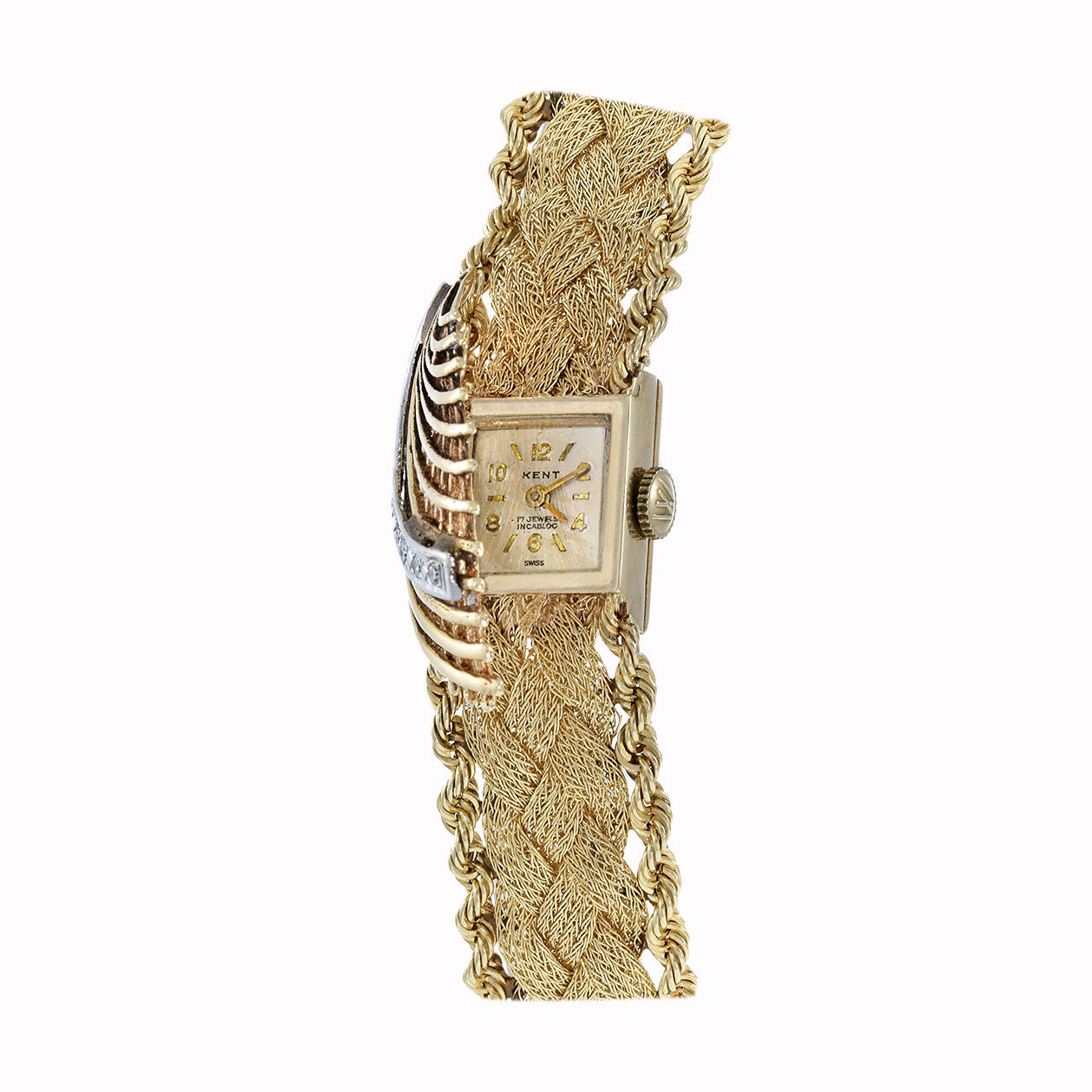 Vintage 14kt Yellow Gold Kent Diamond Cocktail Watch – Louis Martin ...